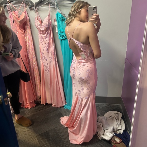 Dresses | Elegant Pink Backless Prom Dress | Poshmark